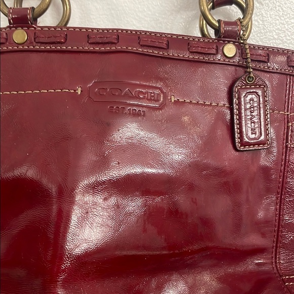 Coach | Bags | Coach Red Patent Leather Tote With Gold Hardware | Poshmark